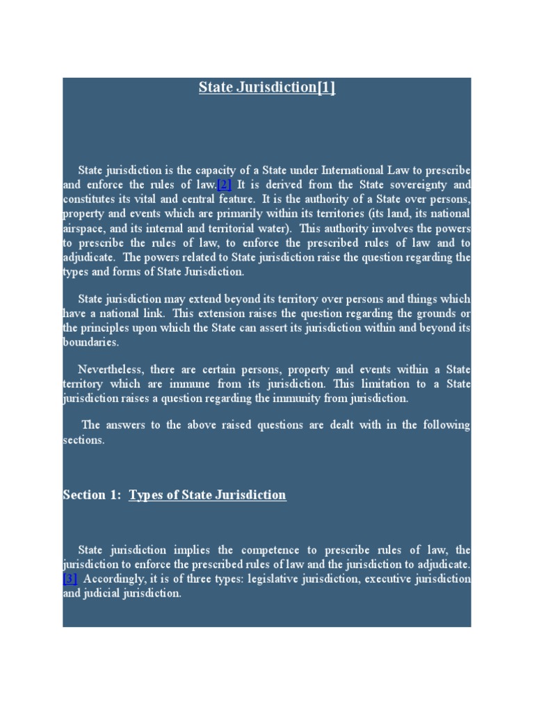 State Jurisdiction | PDF | Sovereign State | Jurisdiction