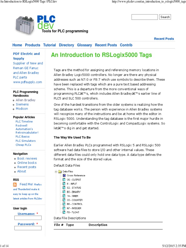 An Introduction To RSLogix5000 Tags - PLCdev | PDF | Data Type ...