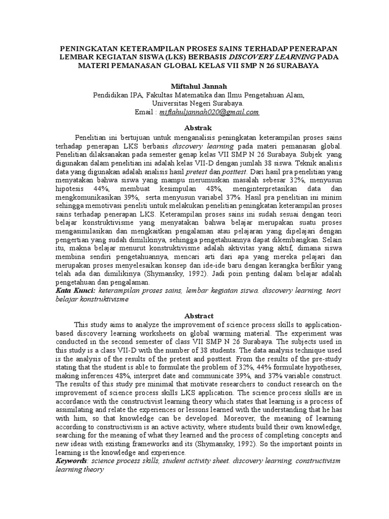 Keterampilan Proses Sains | PDF