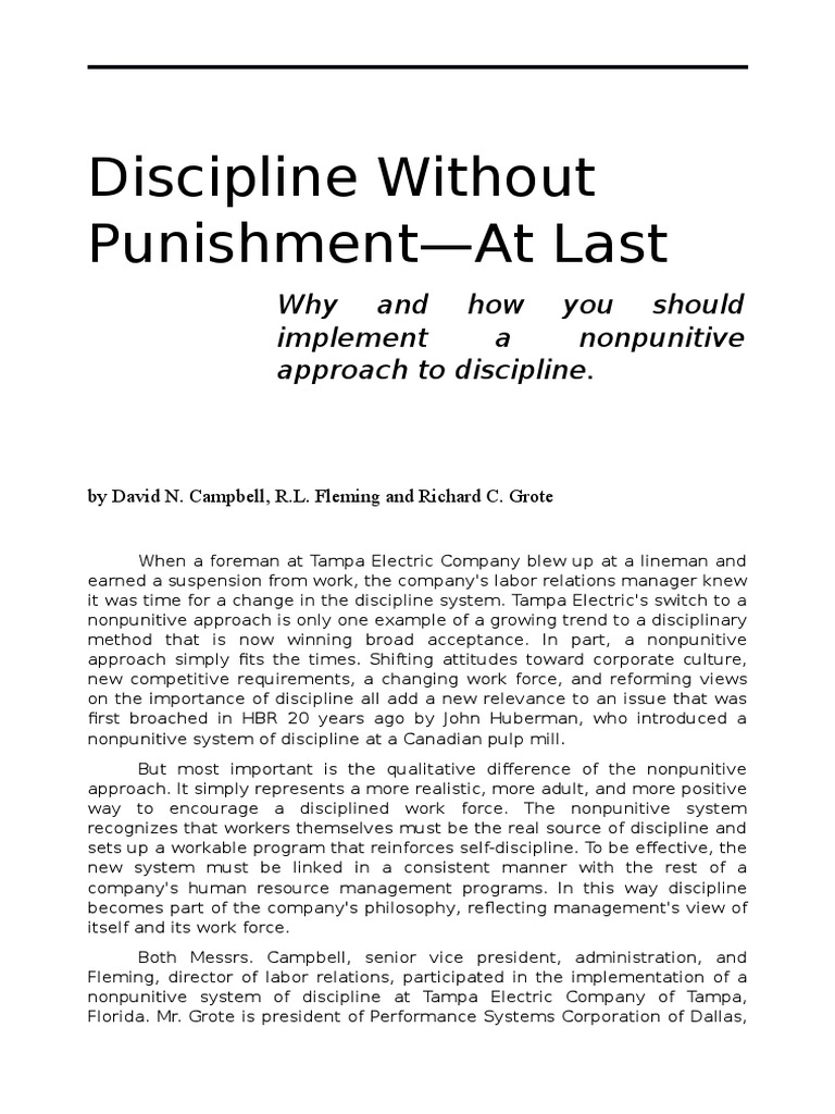 Discipline Without Punishment-At Last | Download Free PDF | Employment ...