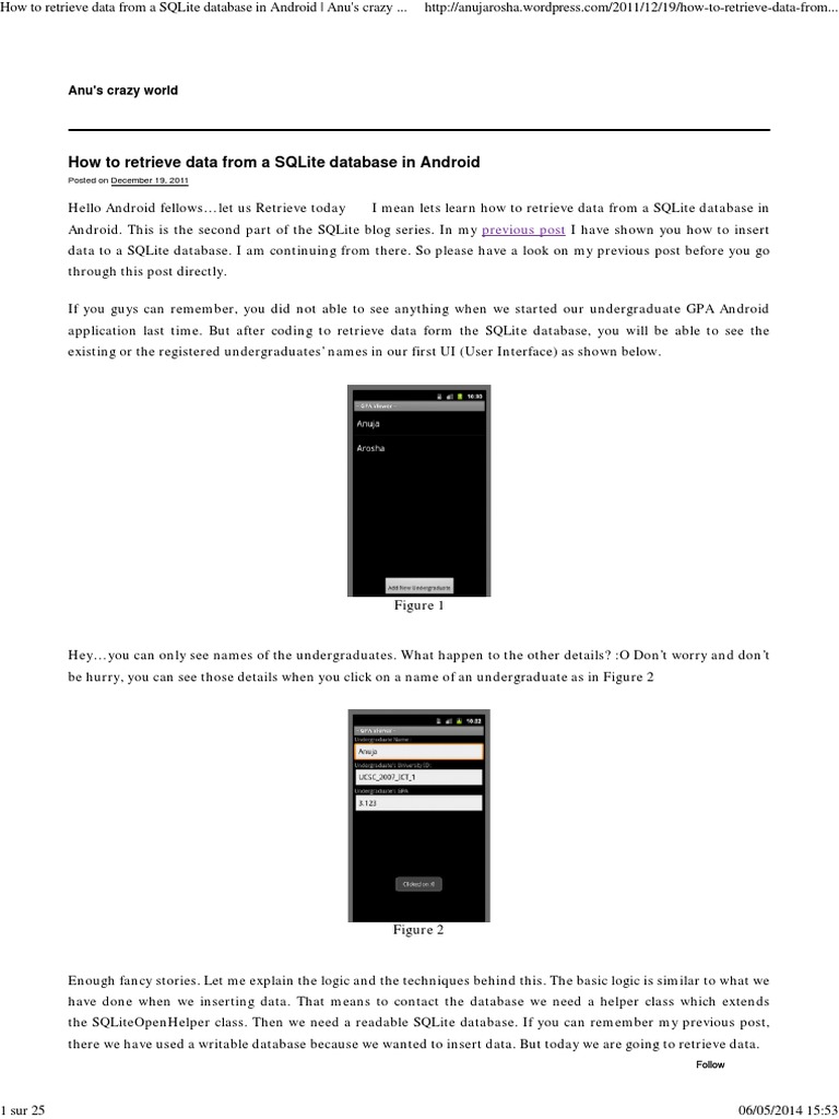 How To Retrieve Data From A SQLite Database in Android - Anu's Crazy ...