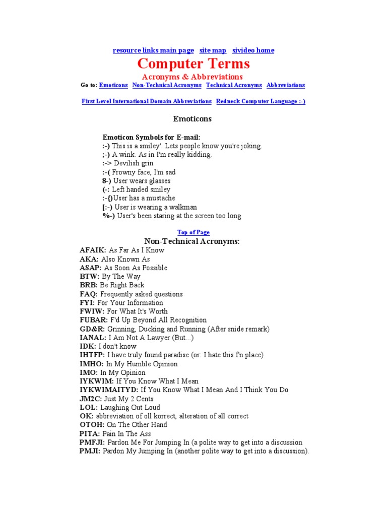 Computer Terms: Acronyms & Abbreviations | PDF | World Wide Web ...