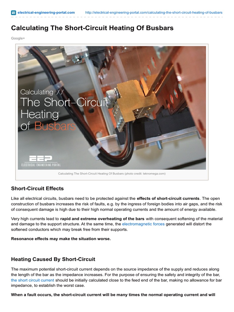 Short-Circuit Heating in Busbars | PDF | Electric Current | Electrical ...