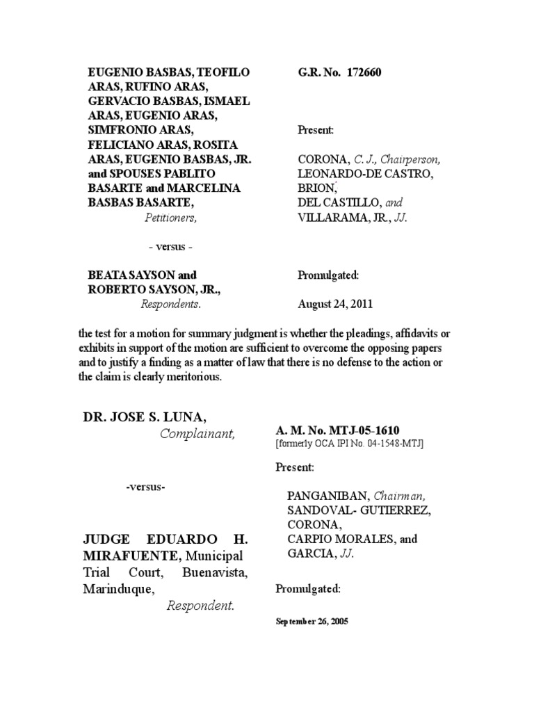 Cases - Motion For Summary Judgement | PDF | Summary Judgment ...