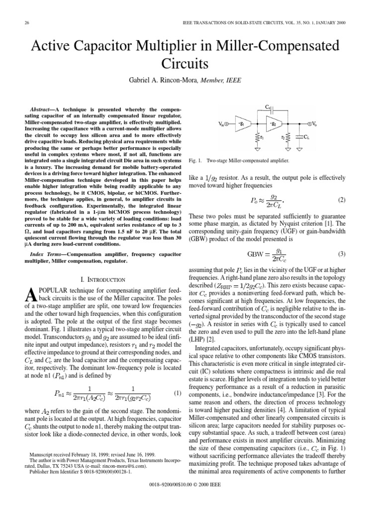 Active Capacitor Multiplier PDF | PDF | Capacitor | Amplifier