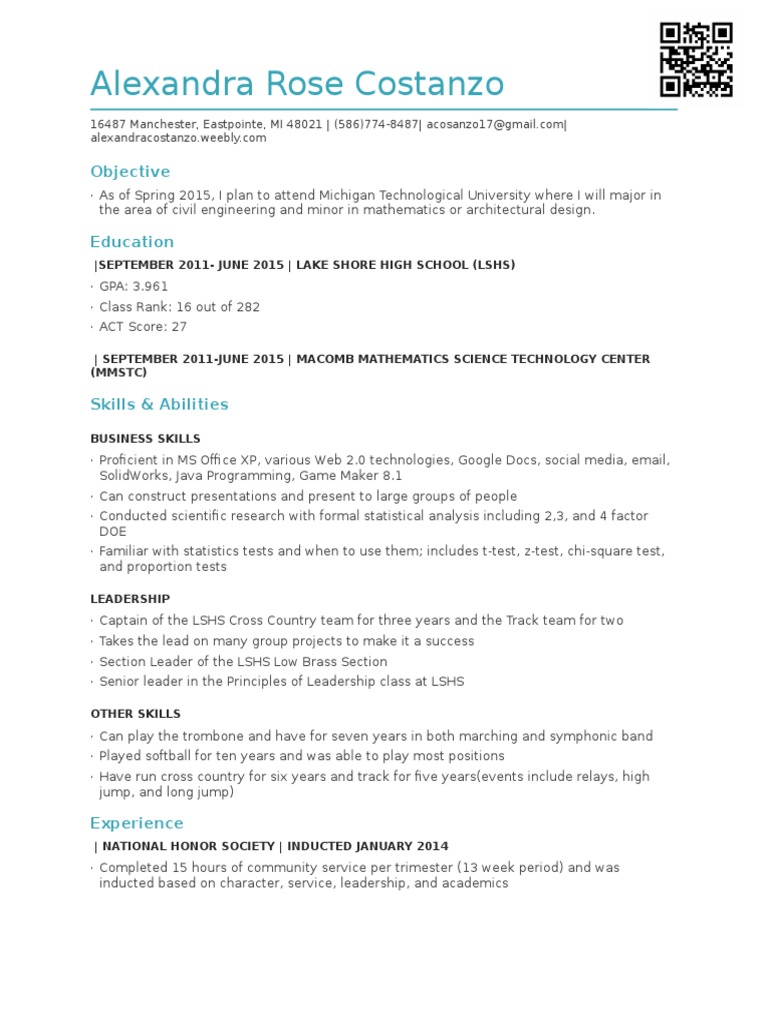 Alexandra Costanzo's Resume Summary | PDF | Computers