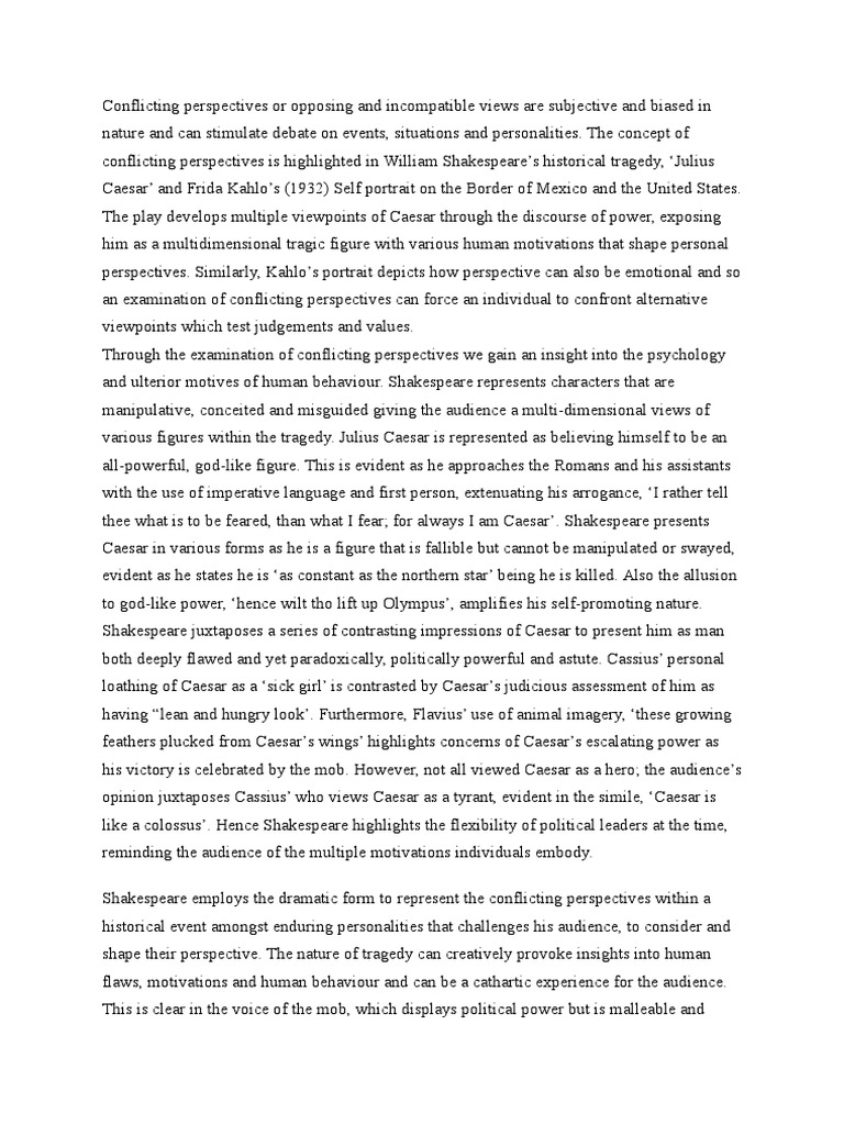 Examining Conflicting Perspectives in Shakespeare's Julius Caesar and ...