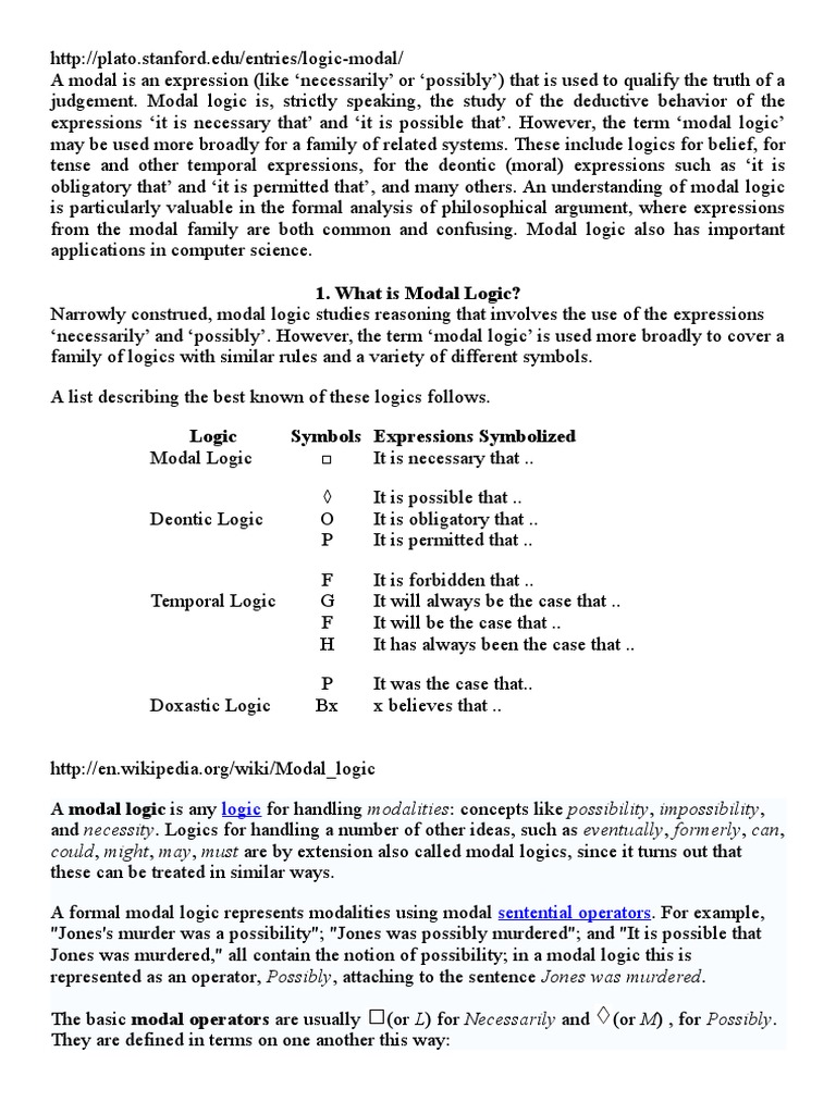 Logica Modala | PDF | Modal Logic | Logic