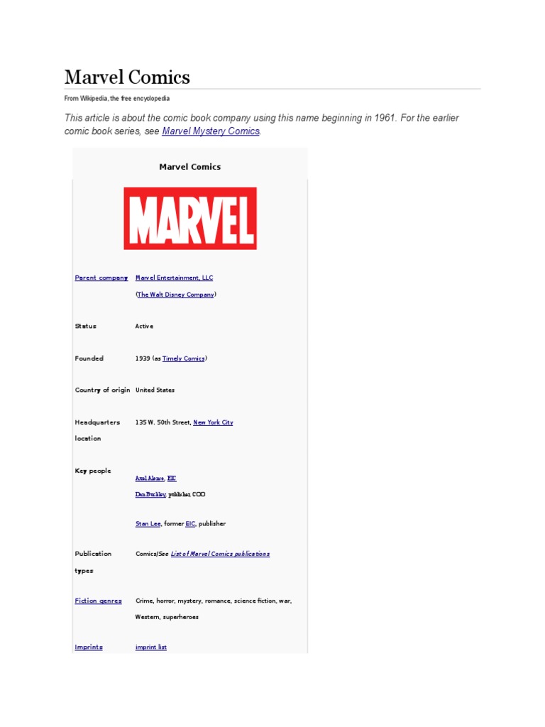 Overview of Marvel Comics History | PDF