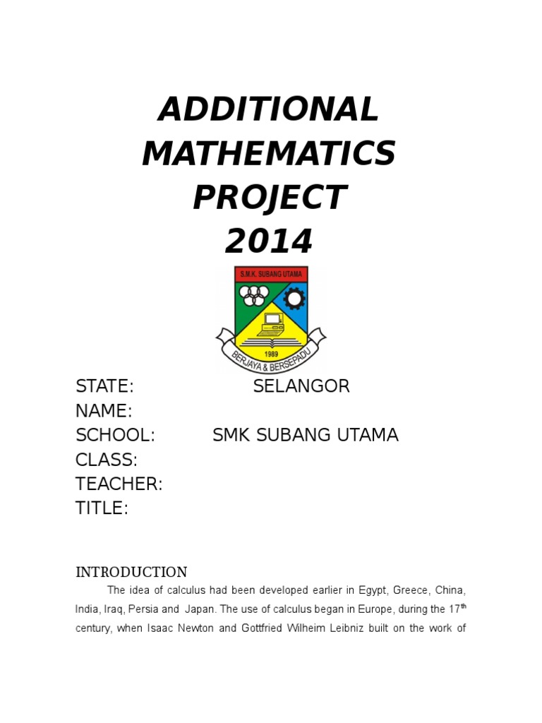 Add Maths Folio 2014 Blah | PDF | Calculus | Integral