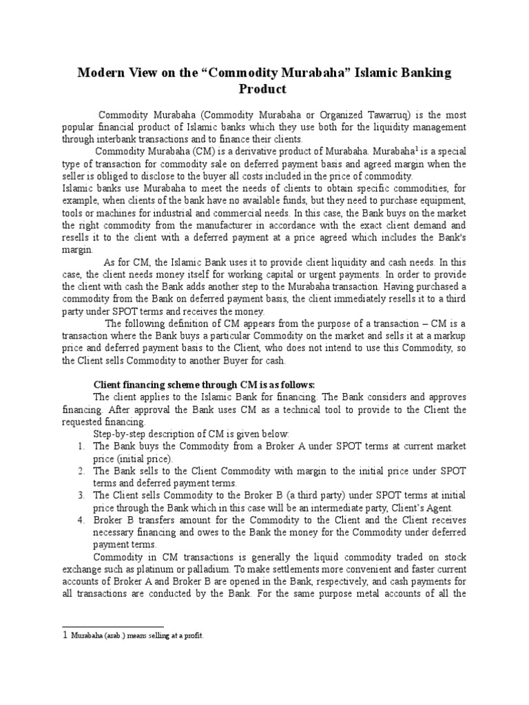 Commodity Murabaha | PDF | Islamic Banking And Finance | Financial ...