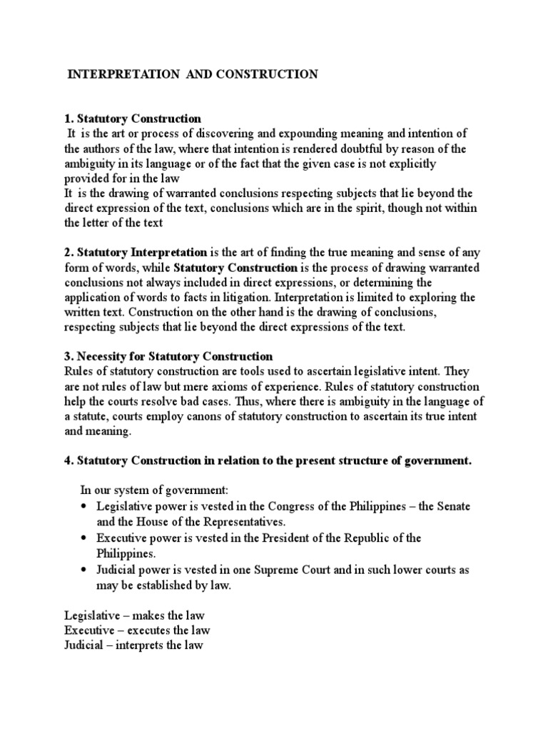 Statutory Construction and Interpretation | PDF | Statutory ...