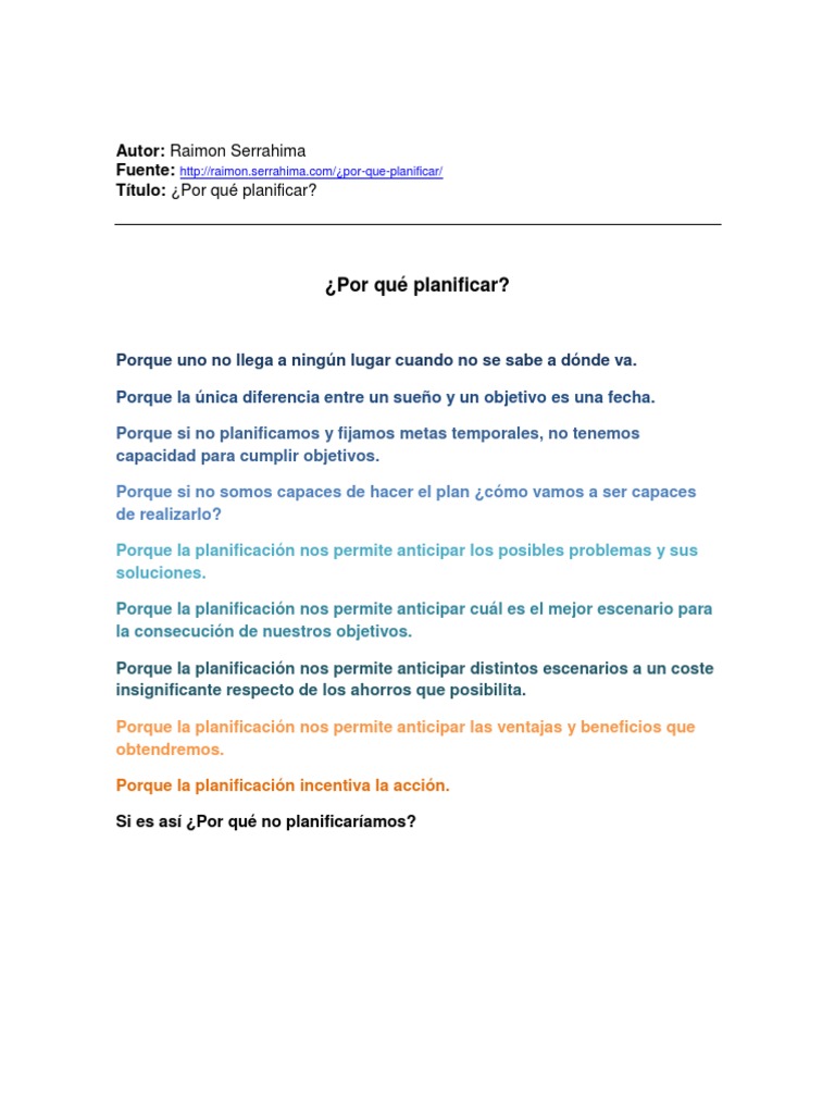 Importancia de la Planificación Efectiva | PDF