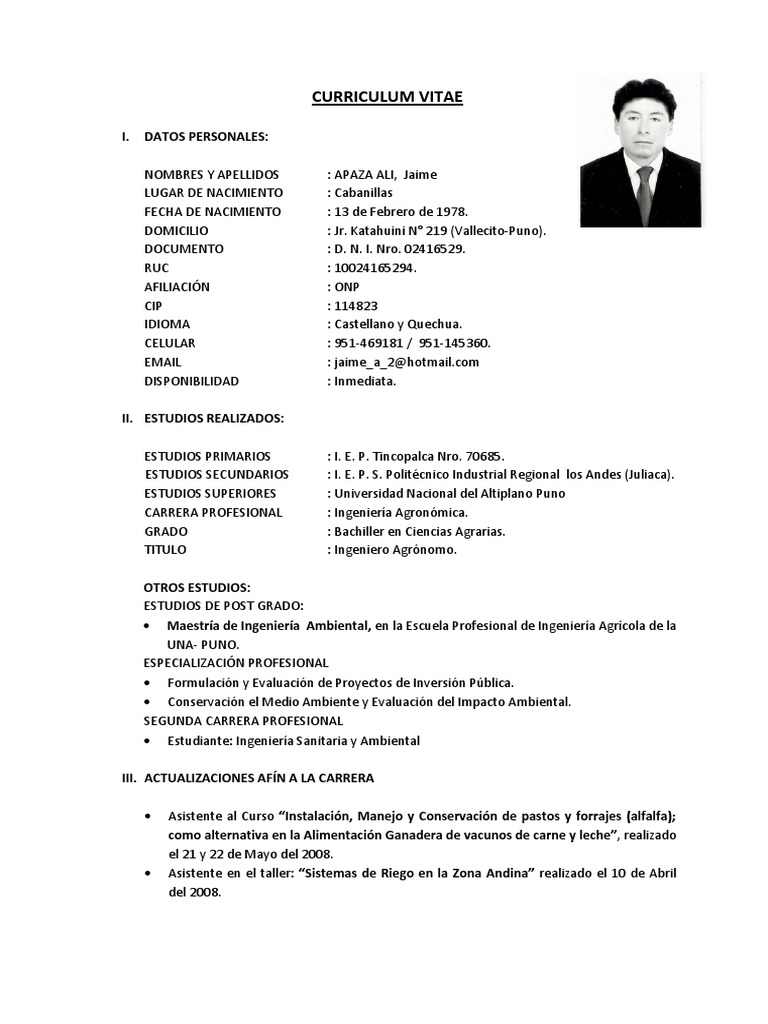 Curriculum Jaime PDF | PDF | Agricultura | Science