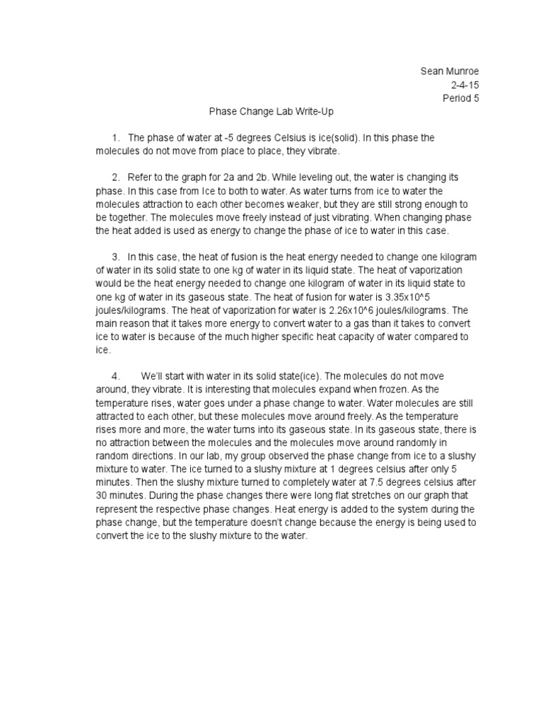 Phase Change Lab Report | PDF | Phase (Matter) | Phase Transition