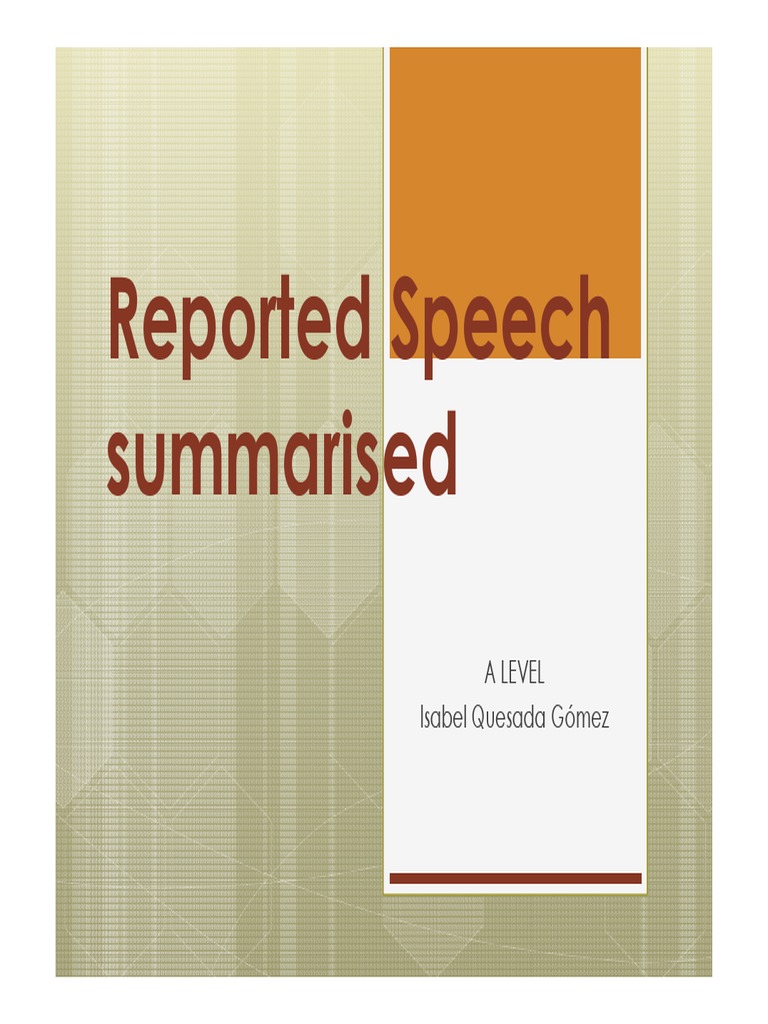 Reported Speech A - Levels | PDF