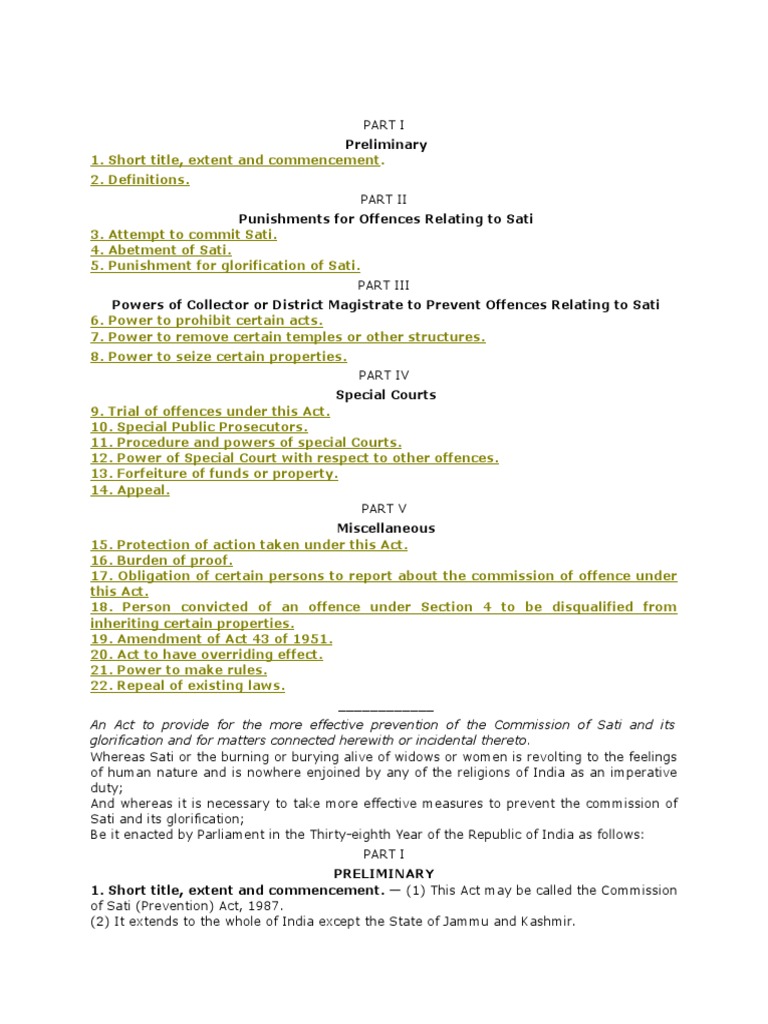 Prevention of Sati Act 1987 | PDF | Prosecutor | Crime & Violence