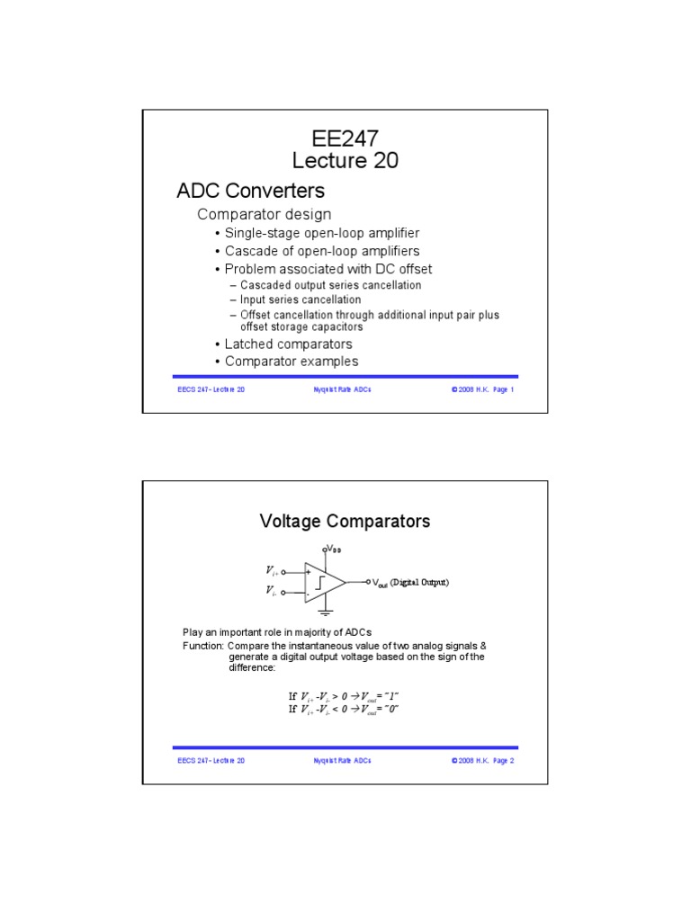 EE247 Lecture 20 | PDF | Analog To Digital Converter | Amplifier