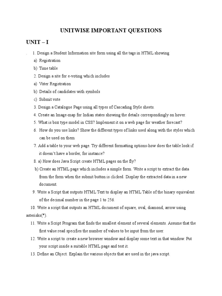 Important Questions | PDF | Java Servlet | Java Server Pages