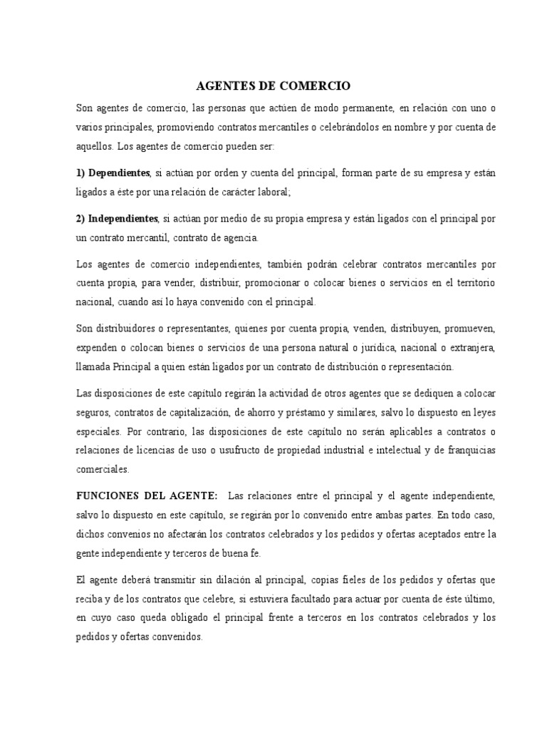 Agentes de Comercio | PDF | Negocios | Finanzas y dinero