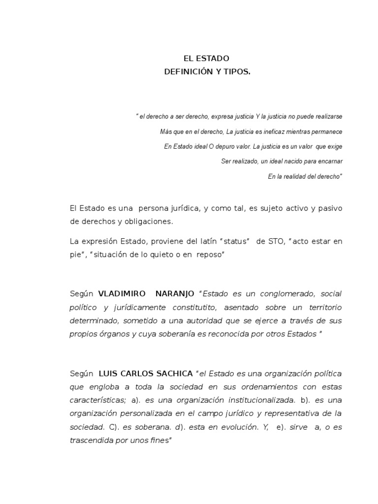 Tipos de Estado: Definiciones y Características | PDF | Federación ...