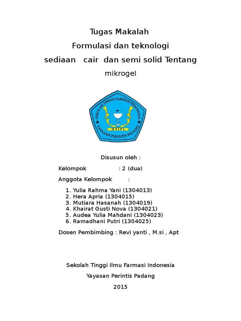 Tugas Makalah Formulasi Sediaan Cair Dan Semi Solid | PDF Tugas Makalah Formulasi Sediaan Cair Dan Semi Solid | PDF