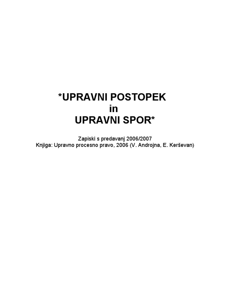 Upravni Postopek in Upravni Spor | PDF
