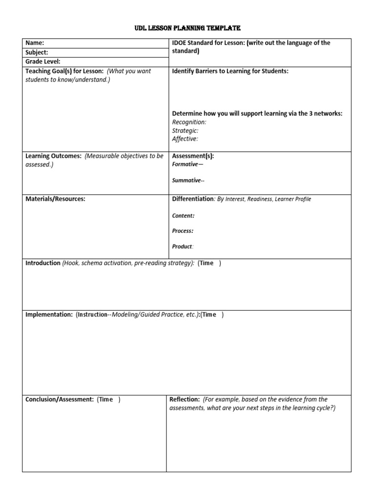 UDL Lesson Planning Template Guide | PDF | Career & Growth | Business