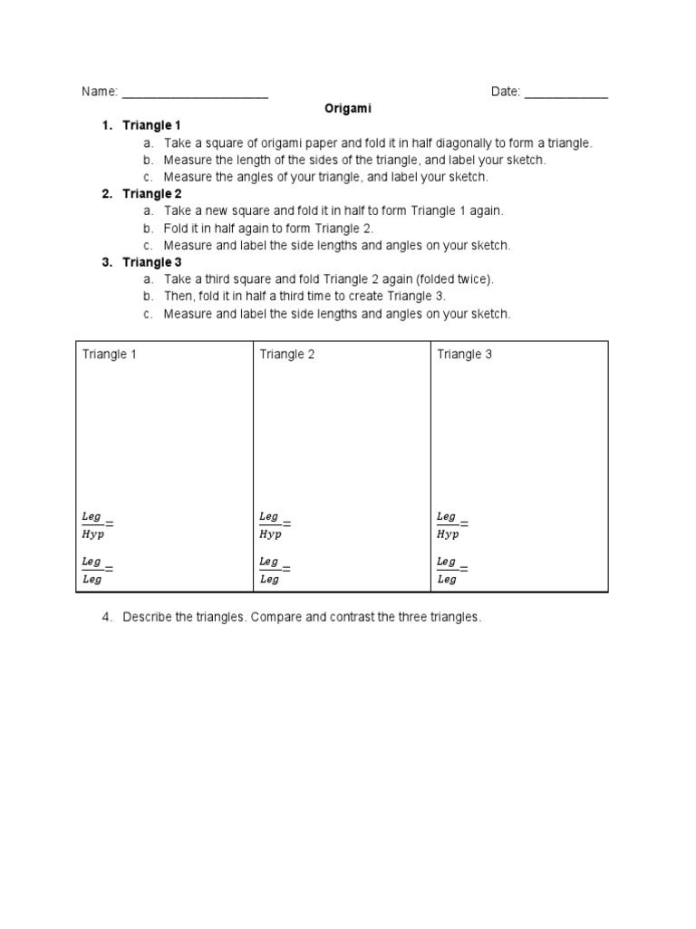 Origami Triangle Measurement Guide | PDF