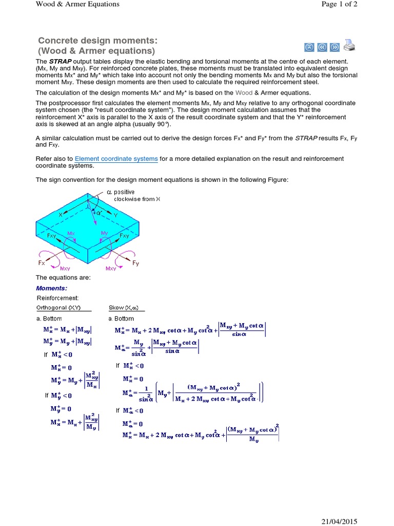 Wood & Armer Design Moment Calculations | PDF