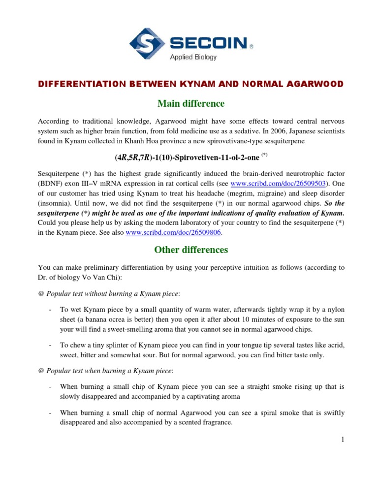 Kynam vs. Agarwood: Key Differences | PDF | Taste | Nervous System