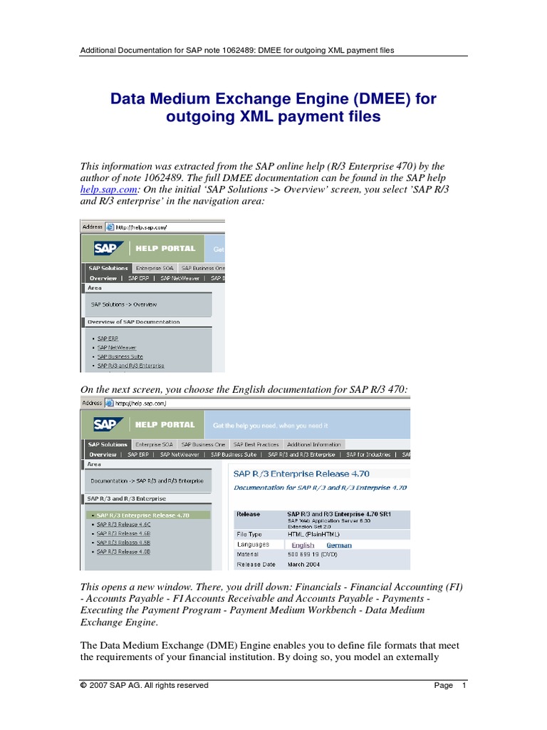 Data Medium Exchange Engine (DMEE) For Outgoing XML Payment Files | PDF ...