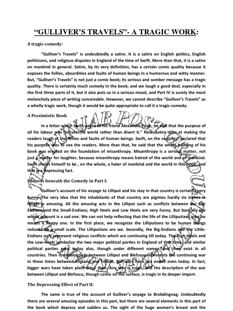 Gulliver's Travel, A Tragedy | PDF | History | General Fiction