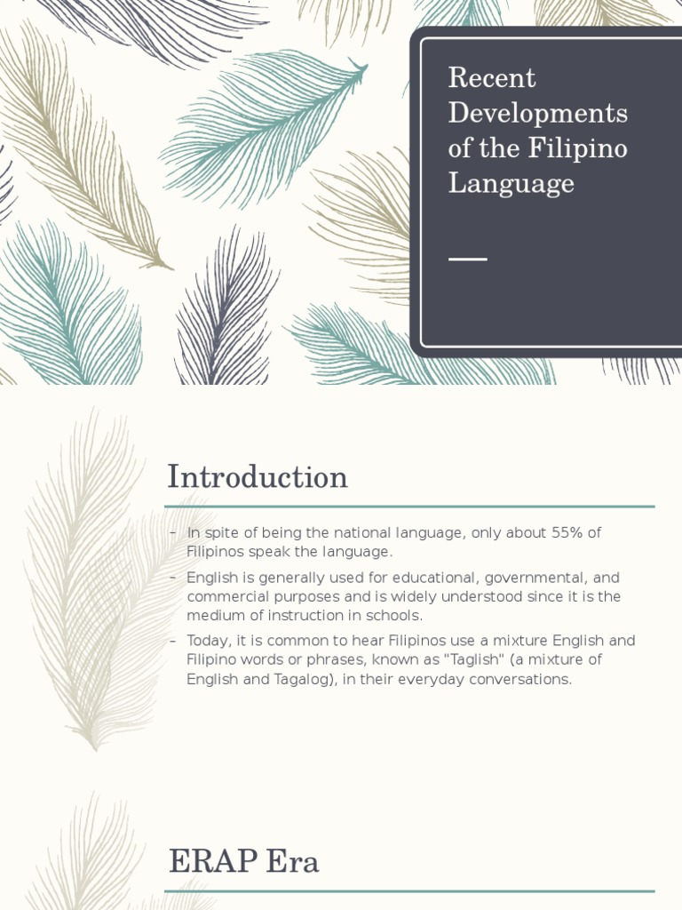 Recent Developments of The Filipino Language | PDF | First Language ...