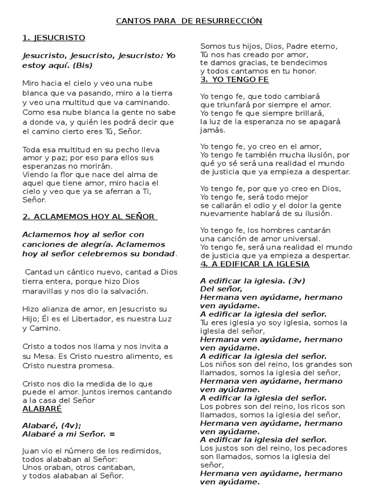 Cantos para Misa de Resurrección | PDF | Cristo (título) | Creencia religiosa y doctrina