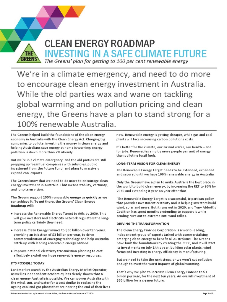 Australian Clean Energy Roadmap | PDF | Sustainable Energy | Renewable ...