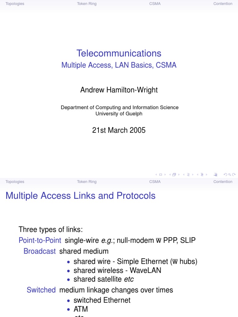 Telecommunications: Multiple Access, LAN Basics, CSMA | PDF | Channel Access Method | Network ...
