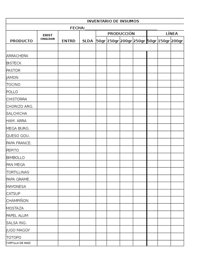 Formato de Inventario Insumos | PDF