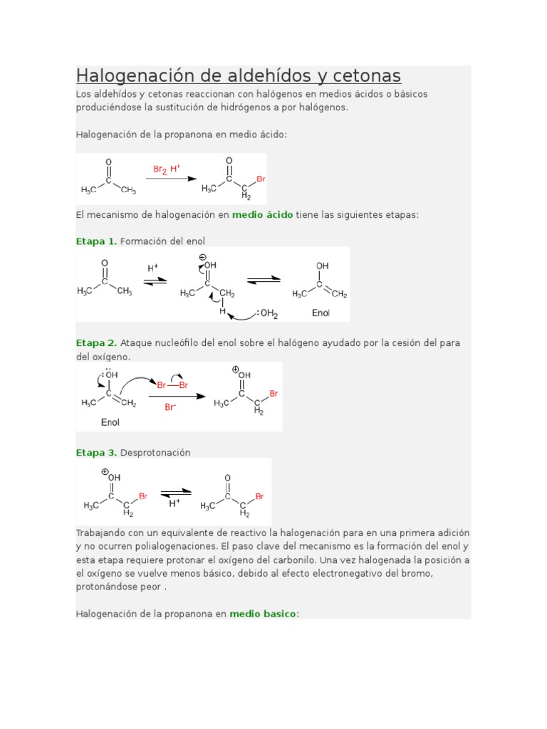 Halogenación de Aldehídos y Cetonas | PDF