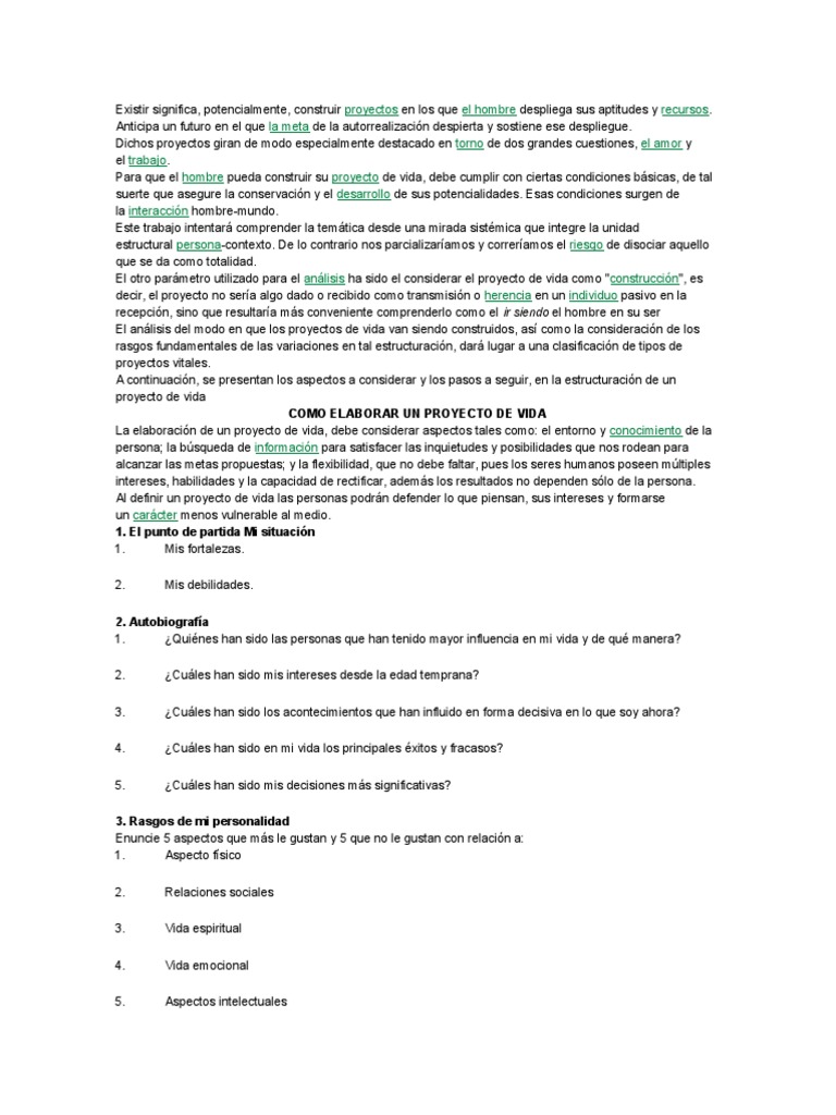 Cómo Elaborar un Proyecto de Vida | PDF | Crecimiento personal y ...