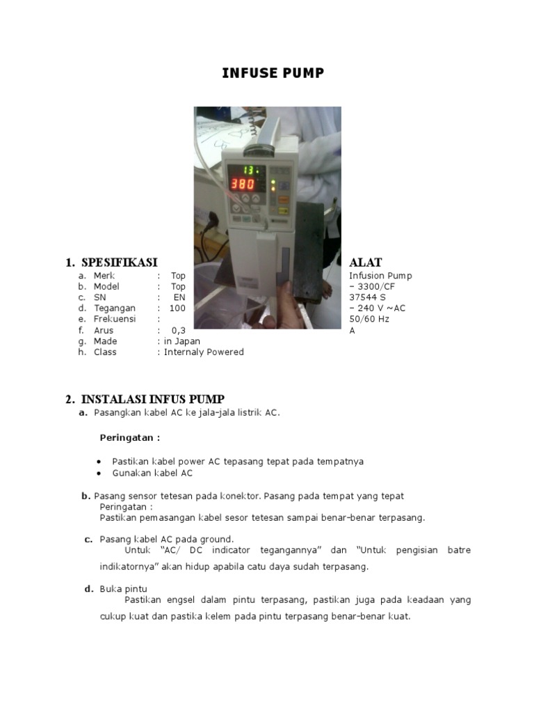 Panduan Instalasi Infuse Pump | PDF