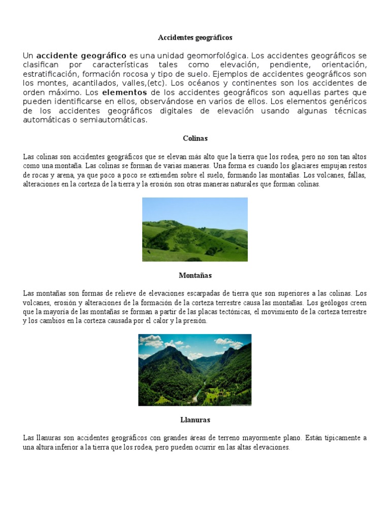 Accidentes Geográficos | PDF | lago | Volcán