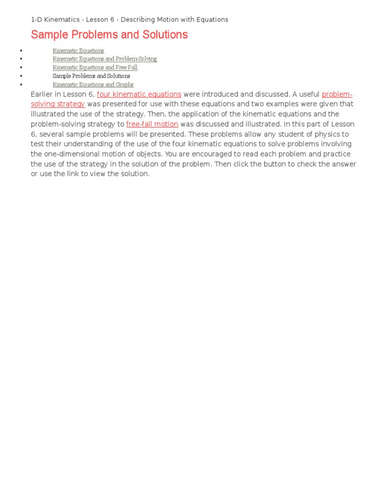 Kinematic Equations and Free Fall Practice Problems | Kinematics | Takeoff