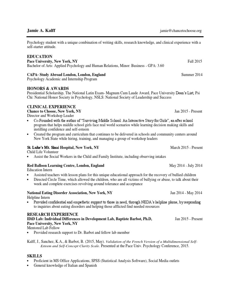 Jamie Kalff Resume | PDF | Self-Improvement | Wellness