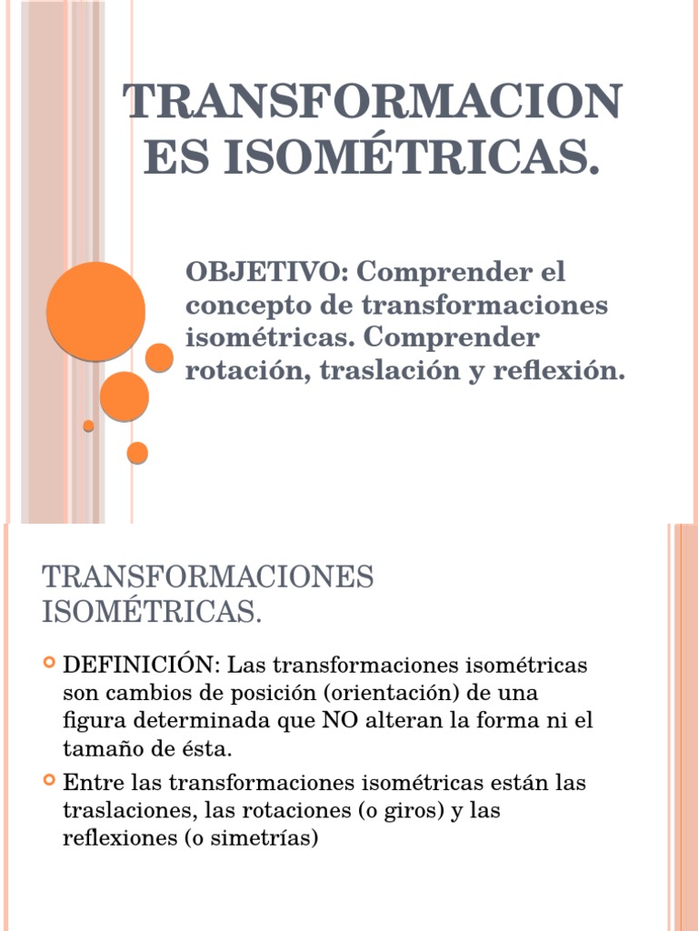 Transformaciones Isométricas | PDF | Rotación | Simetría