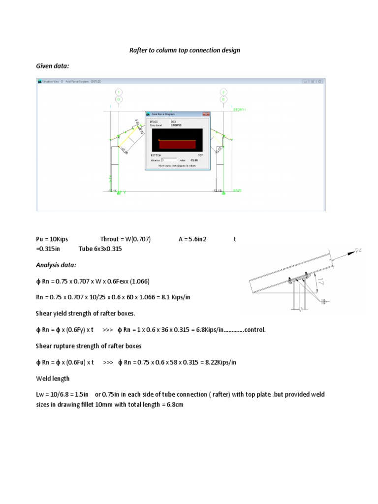 Rafter To Column Top Connection Design Given Data | PDF | Screw | Materials