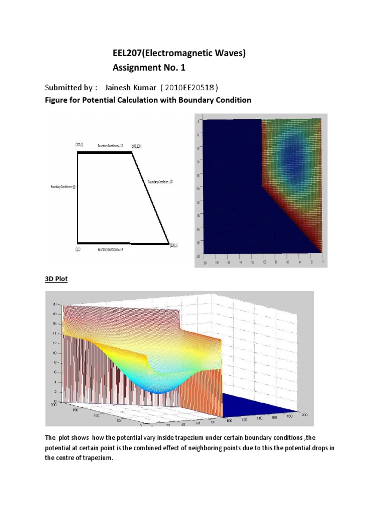 EEL207 (Electromagnetic Waves) Assignment No. 1: Submitted By: Jainesh Kumar (2010EE20518) | PDF