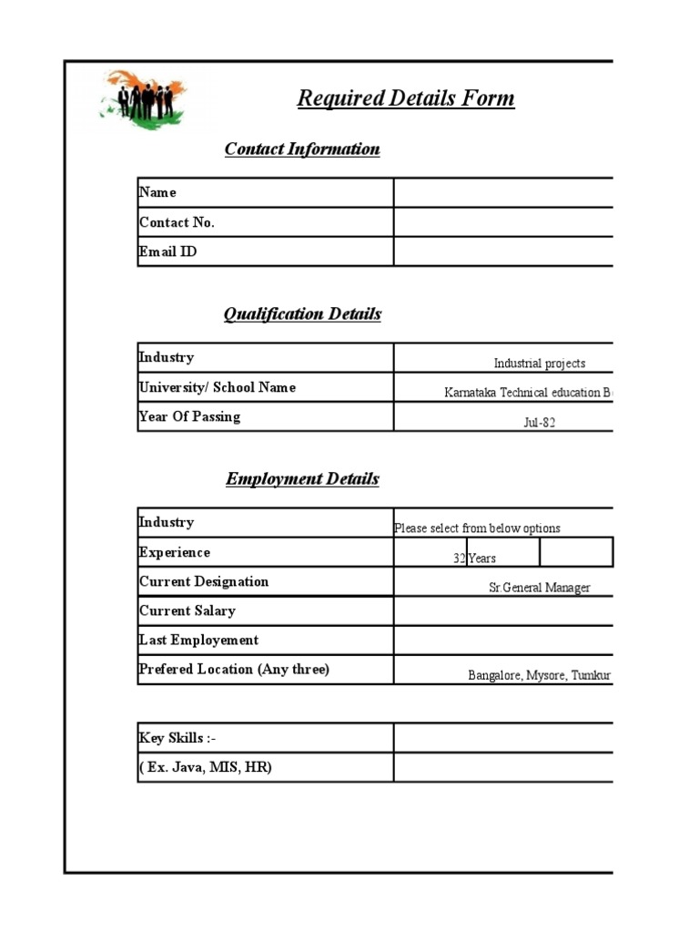 Required Details Form | PDF | Business Process Outsourcing ...