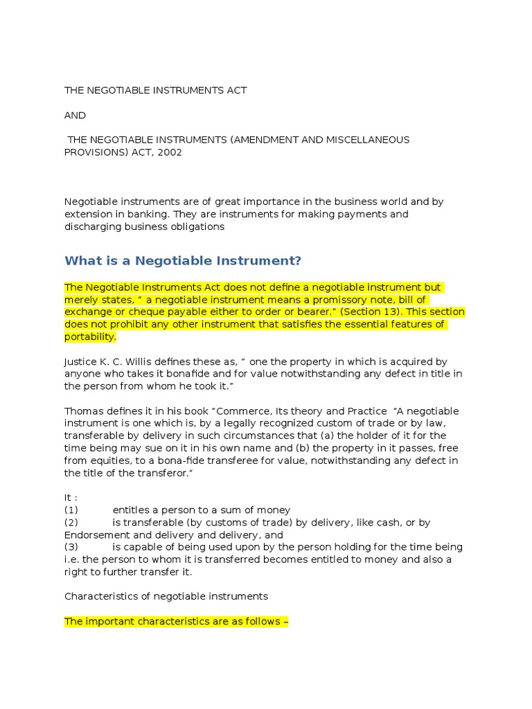 What is Negotiable Instrument and Different Kinds of Negotiable ...