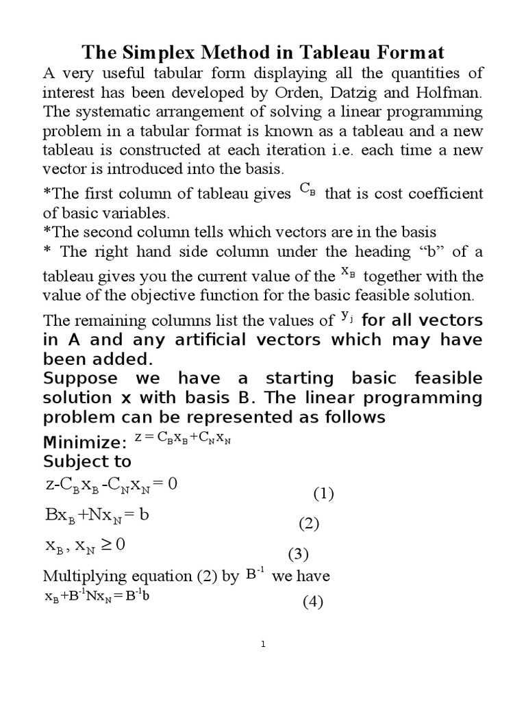 Lpm Simplex Method Tabular Form1 Linear Algebra Mathematical Objects 